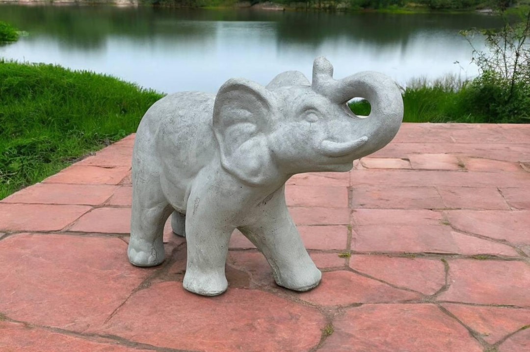 Oriental Elephant Sculpture Concrete Elephant Figure Outdoor Garden Art ...