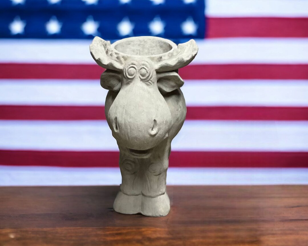 Standing Large Moose Planter Concrete Moose Flowers Pot Figurine ...