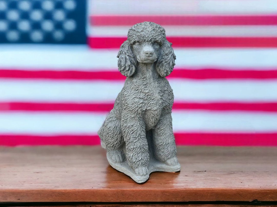 Poodle Sitting on Base Statue Large Dog Sculpture Detailed Dog Memorial ...