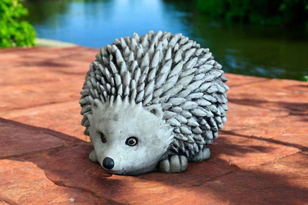 Painted Hedgehog Statue Cement Hedgehog Sculpture Concrete Garden ...
