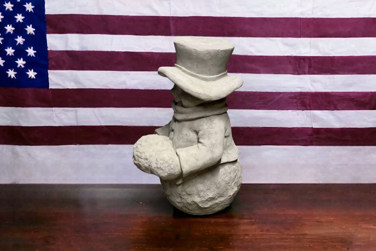 Standing Snowman Holding Ball Sculpture Concrete Snowman for Backyard ...