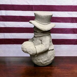 Standing Snowman Holding Ball Sculpture Concrete Snowman for Backyard ...