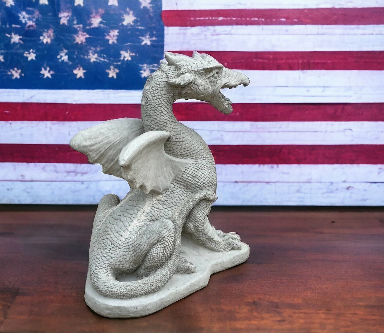 Large Detailed Dragon Statue Concrete Asian Dragon Figure Fairy Garden ...