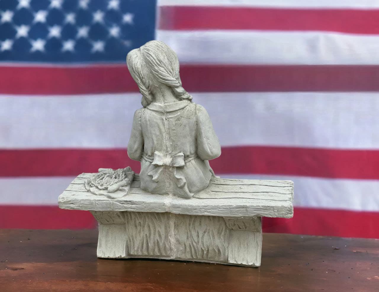 Jump Rope Jenny Statue Girl Sitting on Bench Figure Massive Garden ...