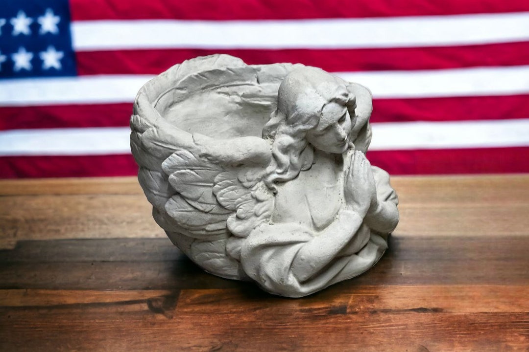 Concrete Angel Bust Statue Detailed Angel Bust Sculpture Flowers Pot ...