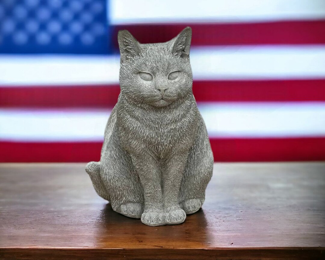 Detailed Cat Figure Sitting Cat Statue Concrete Cat Memorial Sculpture ...