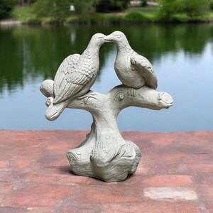 Love Birds on Tree Statue Concrete Birds Figure Stone Yard Art Love ...
