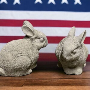 Two Rabbits Figure Concrete Pair of Rabbits Figurine Couple Bunnies ...
