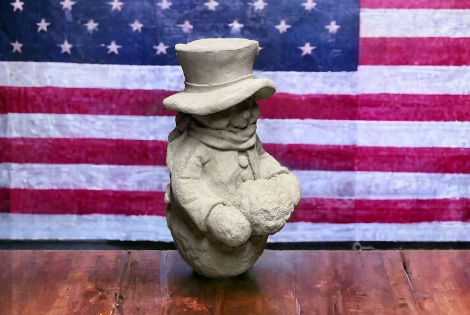Standing Snowman Holding Ball Sculpture Concrete Snowman for Backyard ...