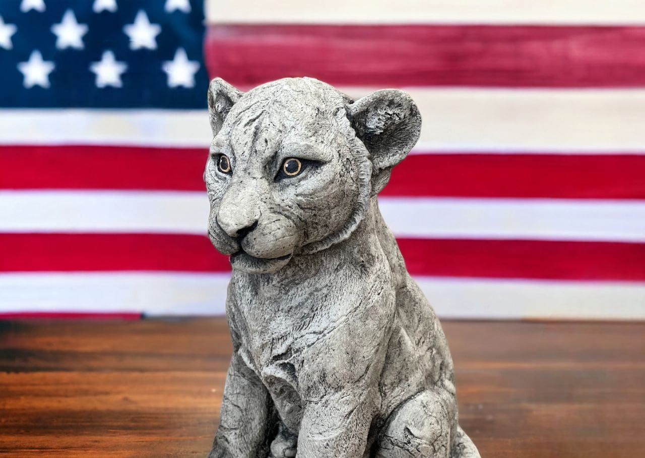 Concrete Tiger Cub Statue Sitting Newborn Tiger Sculpture Made in USA ...