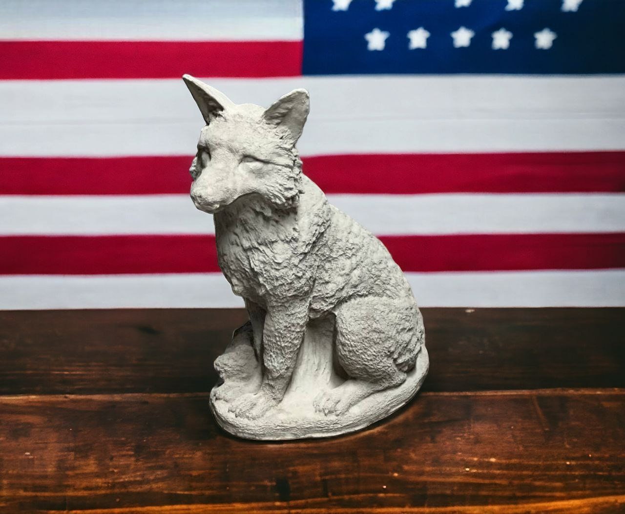 Large Sitting Fox Statue Concrete Detailed Fox Sculpture Stone Animal ...