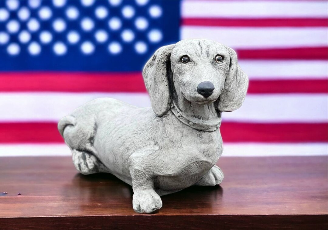 Dachshund With Collar Garden Statue Standing Dachshund Dog Backyard ...