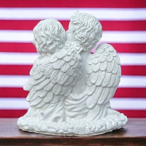 Angel Kissing Girl Statue Two Angels Figure Garden Cherubs Religious ...