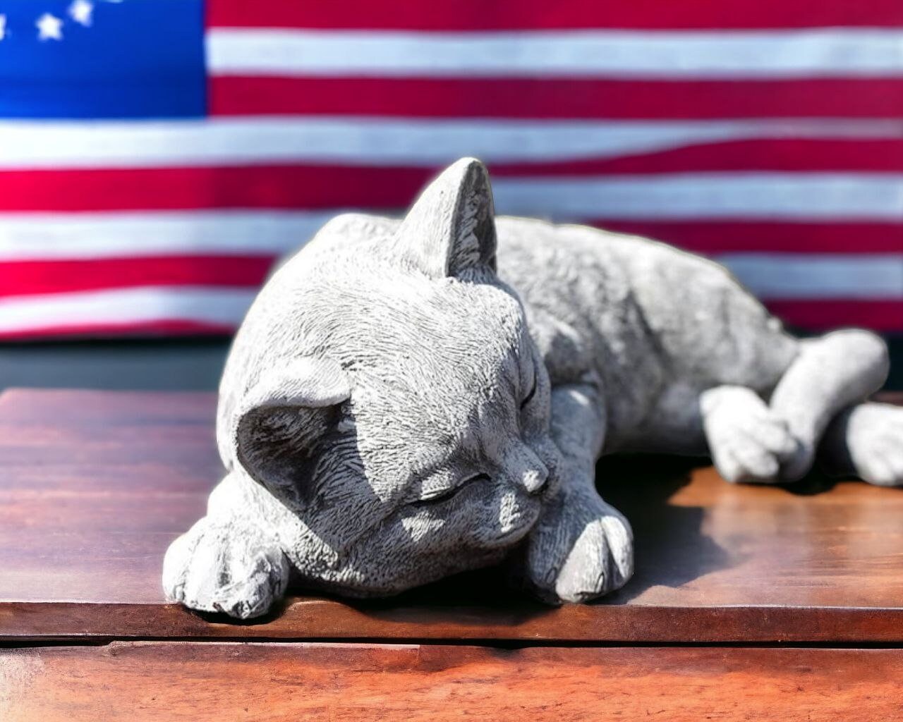Laying Cat Backyard Figure Concrete Long Kitten Figurine Pets ...