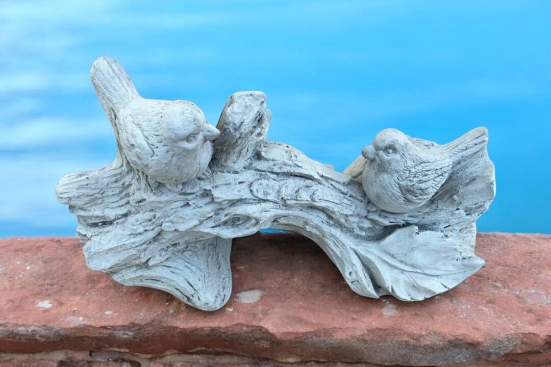 Two Birds Sitting on Branch Statue Two Cardinals Figure Stone Yard ...