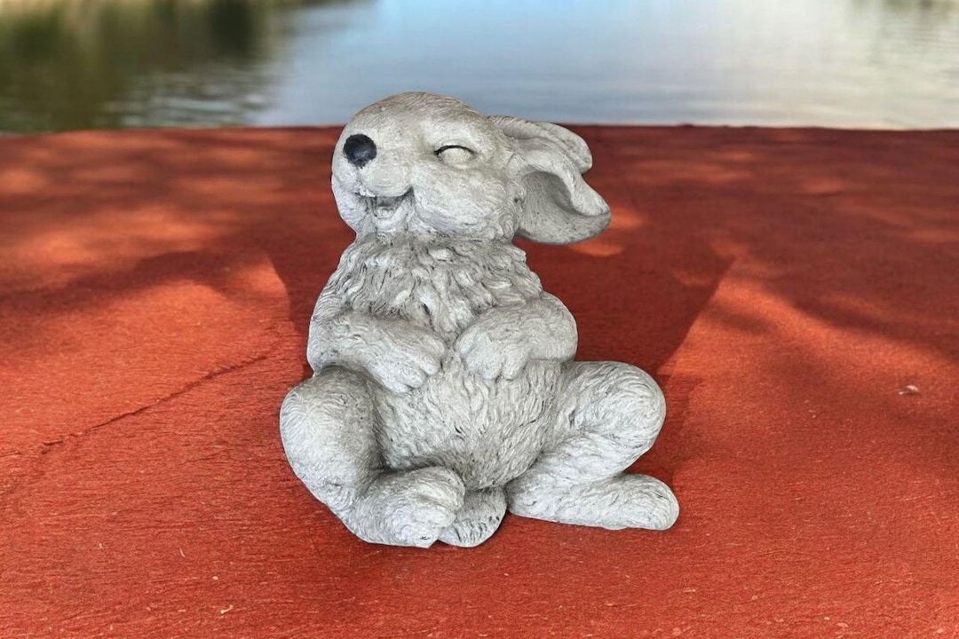Giggling Rabbit Realistic Bunny Laying on Back Figure Easter Porch ...