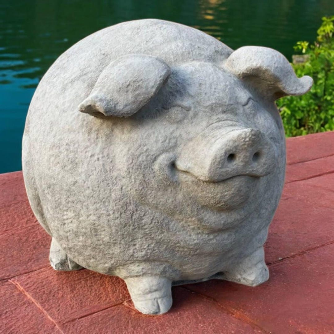Fat Pig Garden Statue Standing Bubba Pig Figurine Outdoor Farmhouse ...