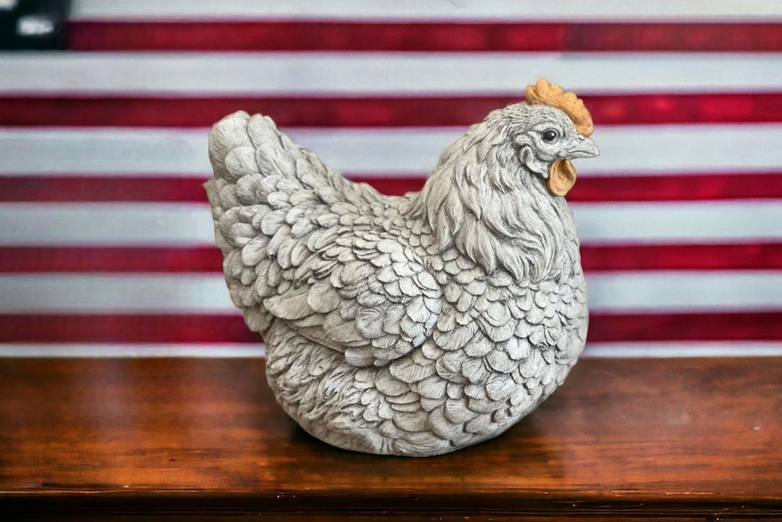Detailed Hen Chicken Statue Large Farm Chicken Sculpture Backyard Stone ...