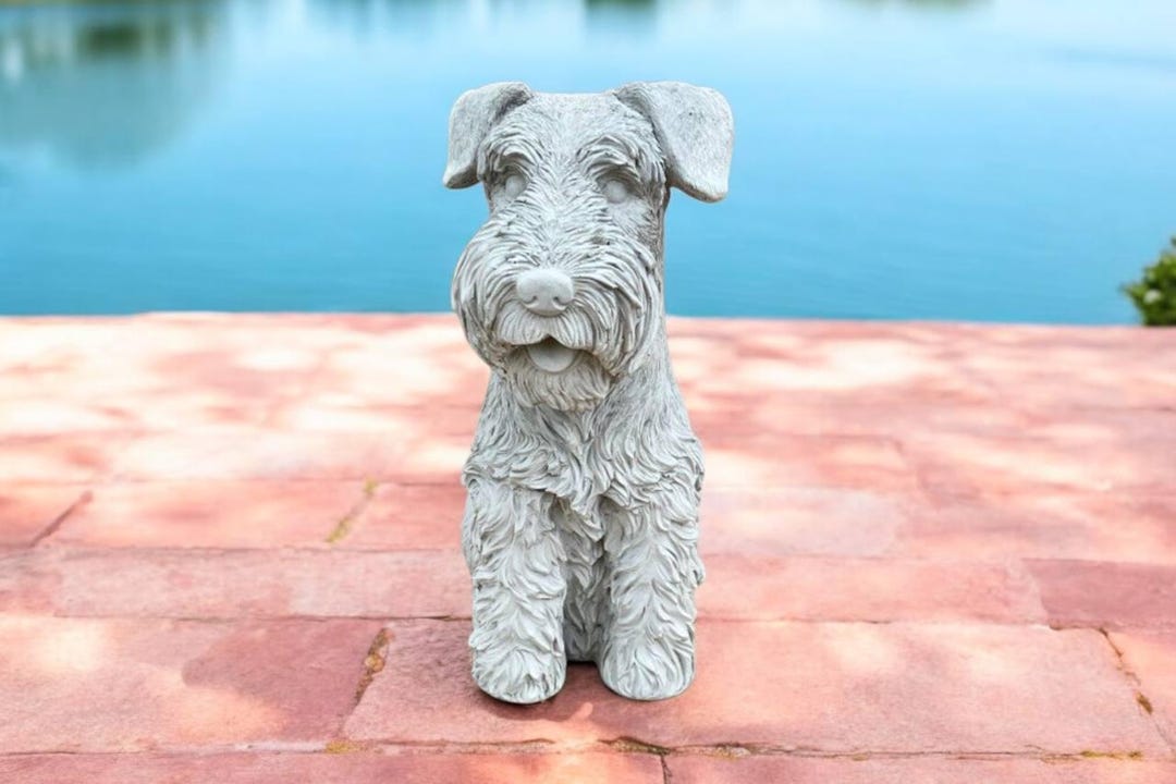 Realistic Schnauzer Puppy Statue Stone Schnauzer Dog Figure Dog ...