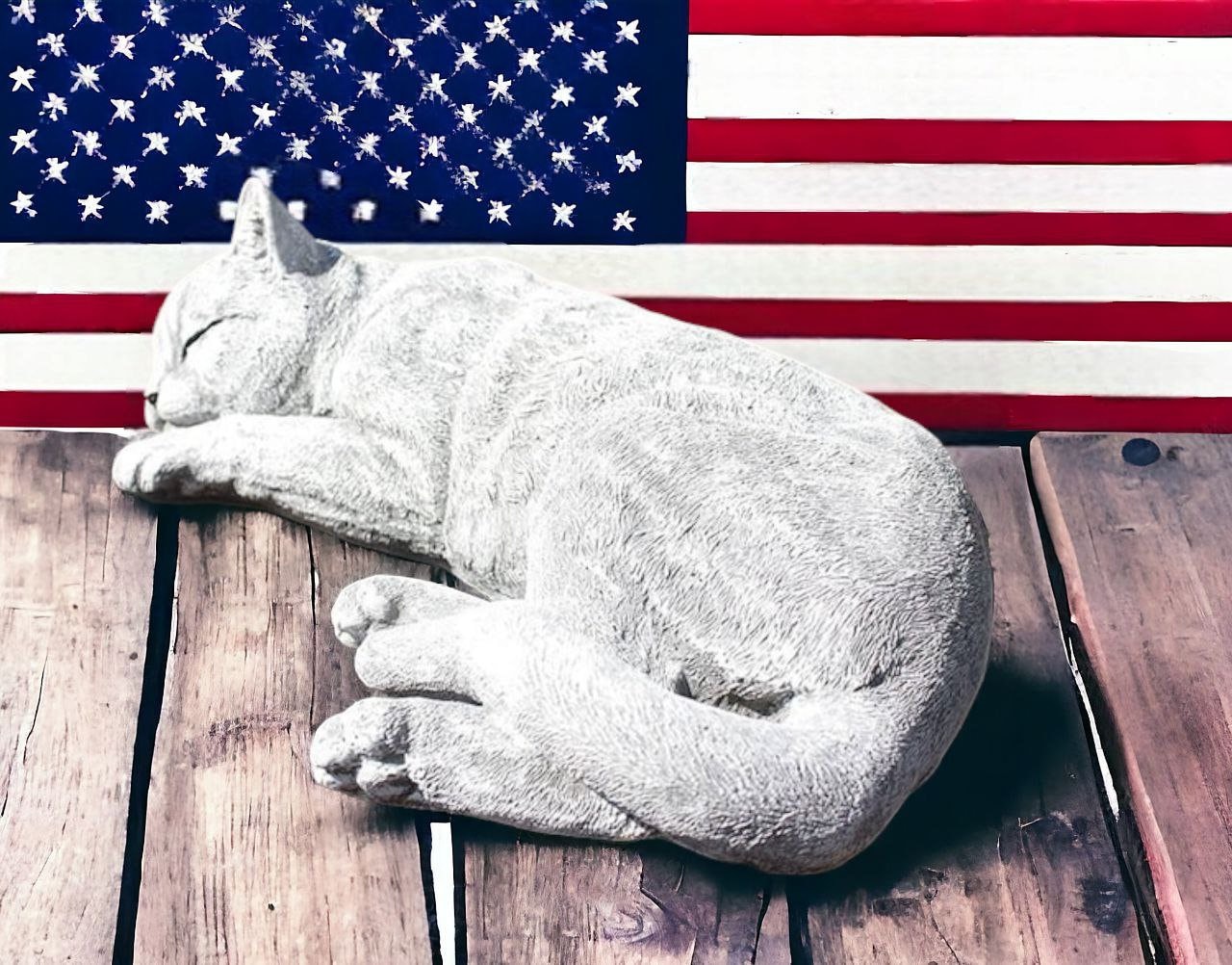 Laying Cat Backyard Figure Concrete Long Kitten Figurine Pets ...