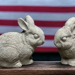 Two Rabbits Figure Concrete Pair of Rabbits Figurine Couple Bunnies ...