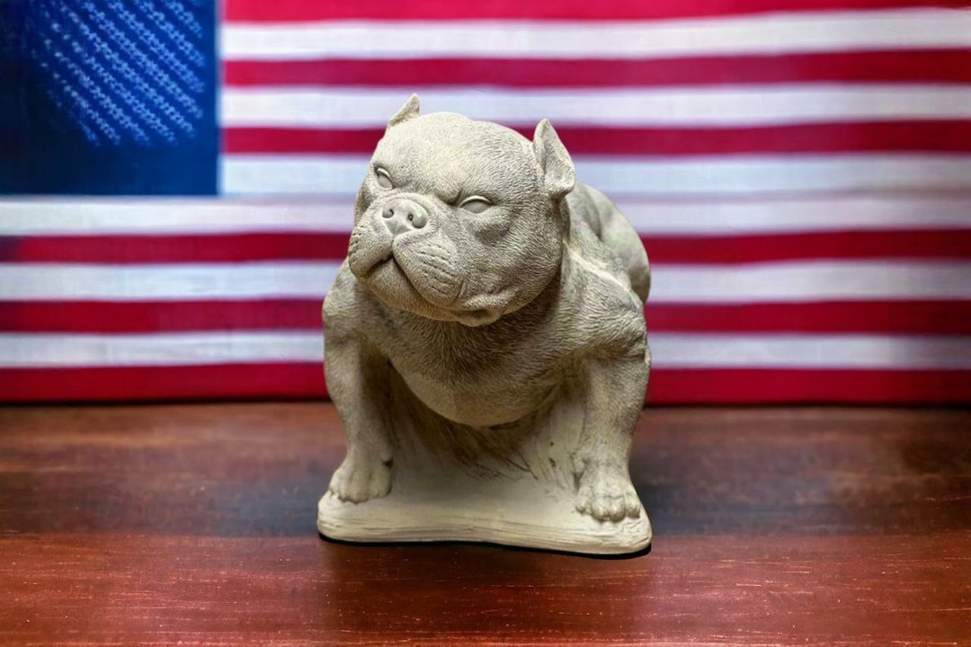Large American Bully Dog on Base Figure Concrete American Bully ...