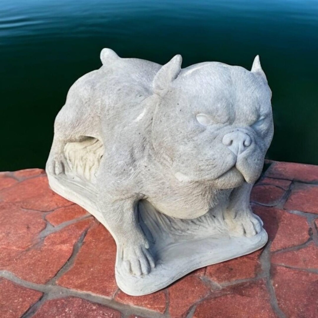 American Bully Concrete Statue Cement Dog Figurine Outdoor Garden ...