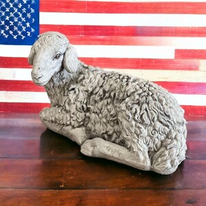 Laying Lamb With Ears Down Statue Concrete Resting Lamb Figure Outdoor ...