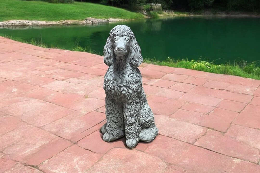 Sitting Poodle Dog Figure Detailed Poodle Dog Statue Concrete Pet ...