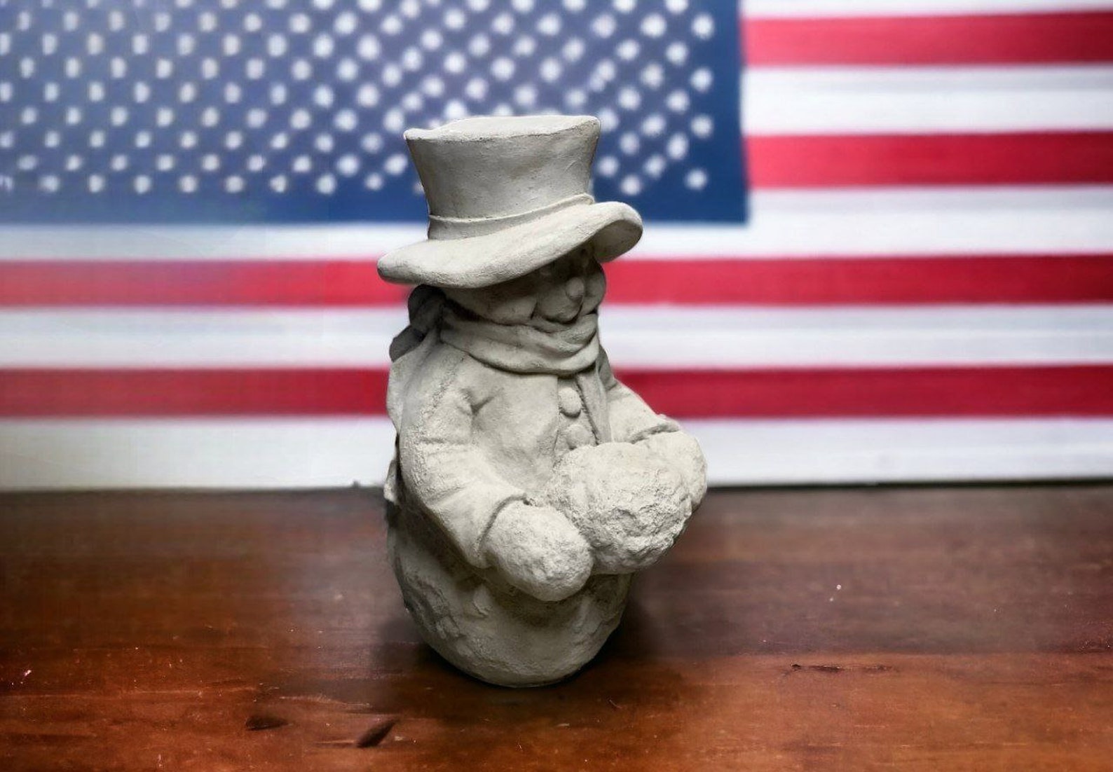 Standing Snowman Holding Ball Sculpture Concrete Snowman for Backyard ...