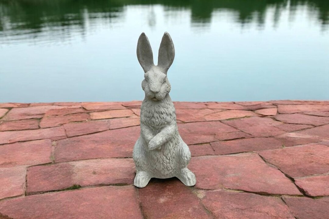 Massive Standing Rabbit Figure Ears up Bunny Statue Stone Outdoor ...