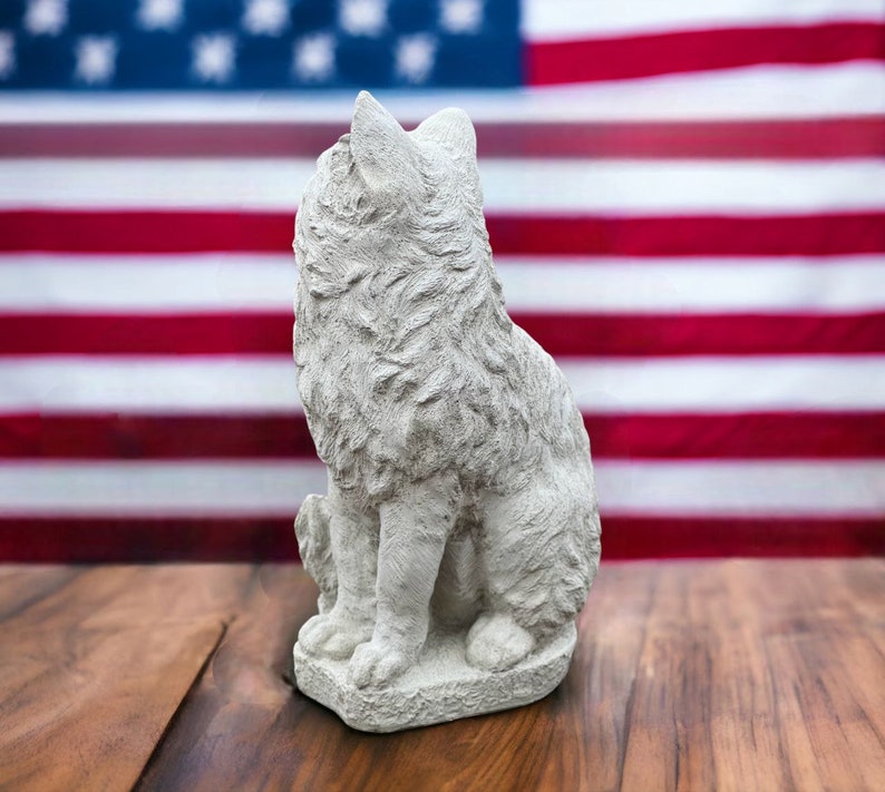 Realistic Cat Statue Sitting Cat Figure Concrete Cat Memorial Figurine ...