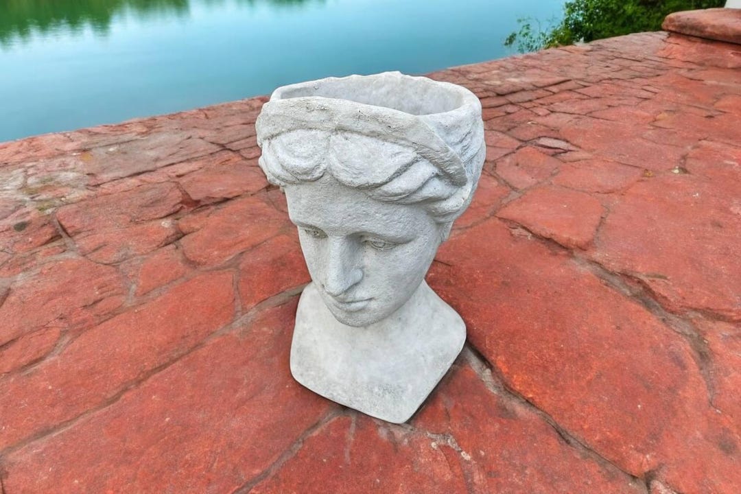 Massive Planter Figure Man’s Head Pot Figurine Detailed Flowers Pot ...