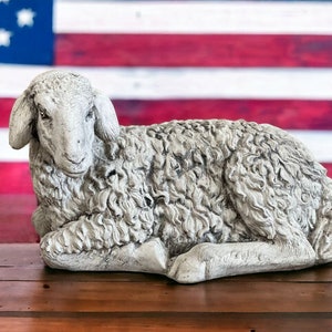 Laying Lamb With Ears Down Statue Concrete Resting Lamb Figure Outdoor ...
