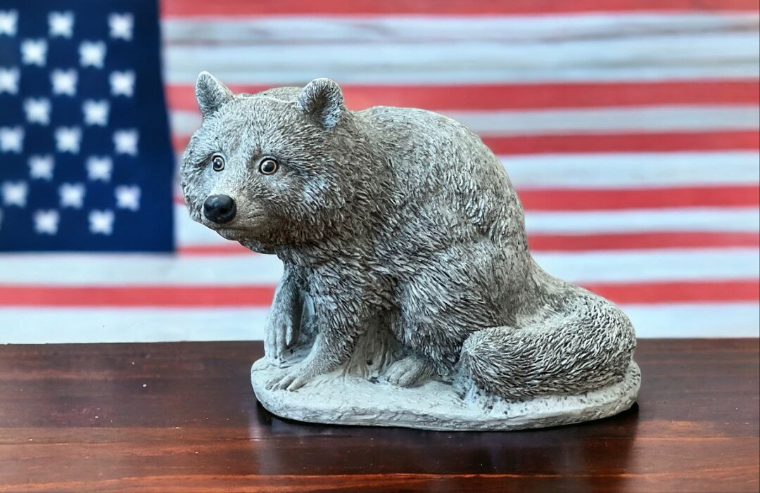 Crouching Raccoon Statue Massive Raccoon Figure Wild Animal Sculpture ...