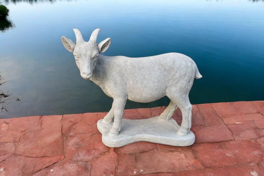 Pygmy Goat Standing on Base Statue Massive Goat Sculpture Farmhouse ...