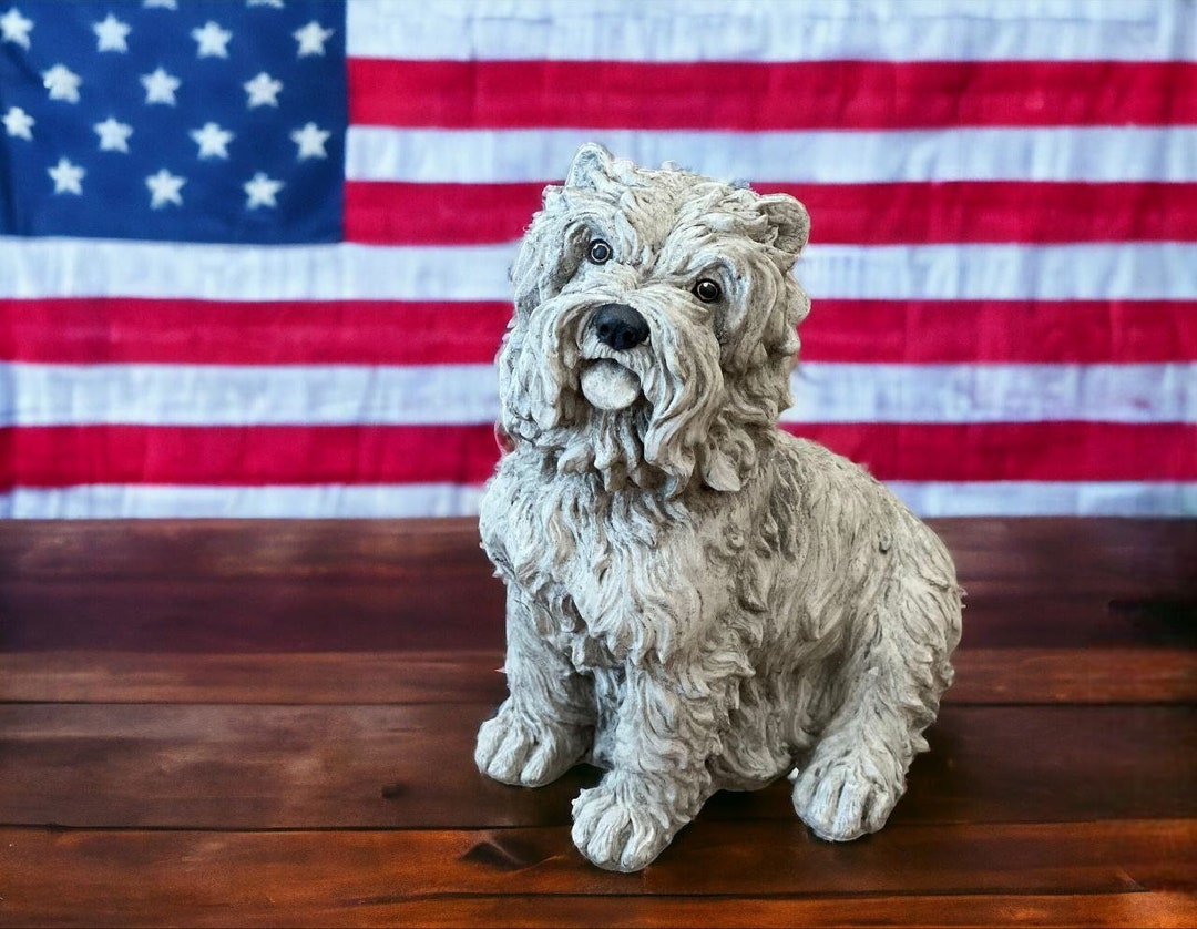 Detailed Maltese Dog Statue Concrete Maltese Dog Memorial Figure ...