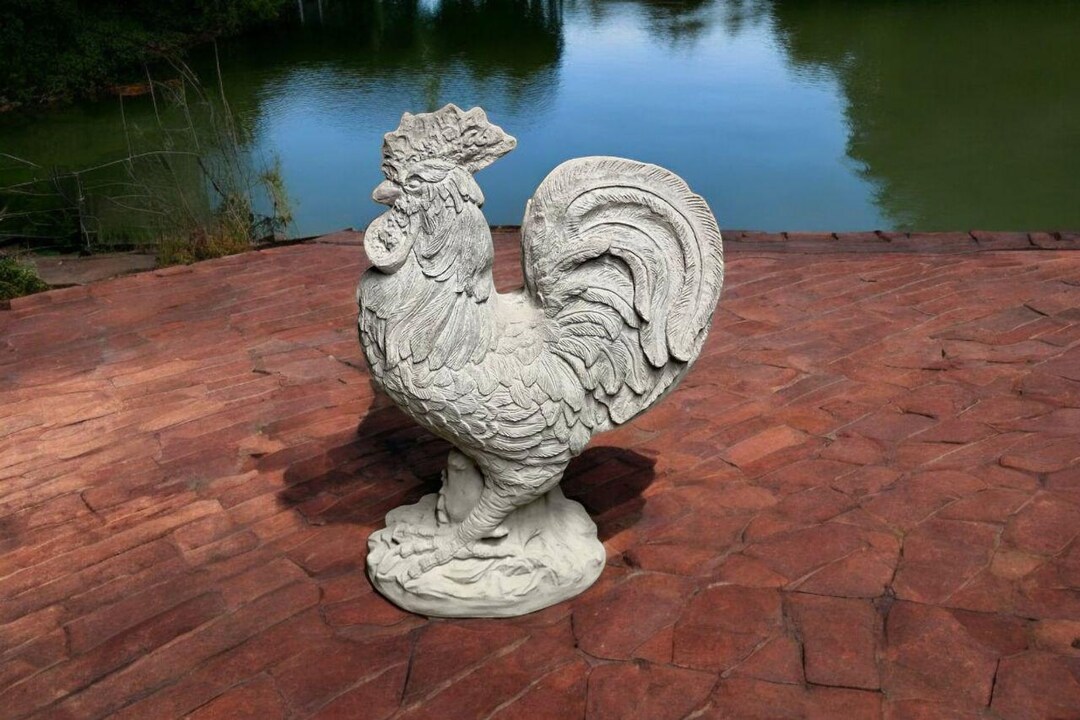 Rooster Detailed Figure Stone Hen Standing on Base Chicken Detailed ...