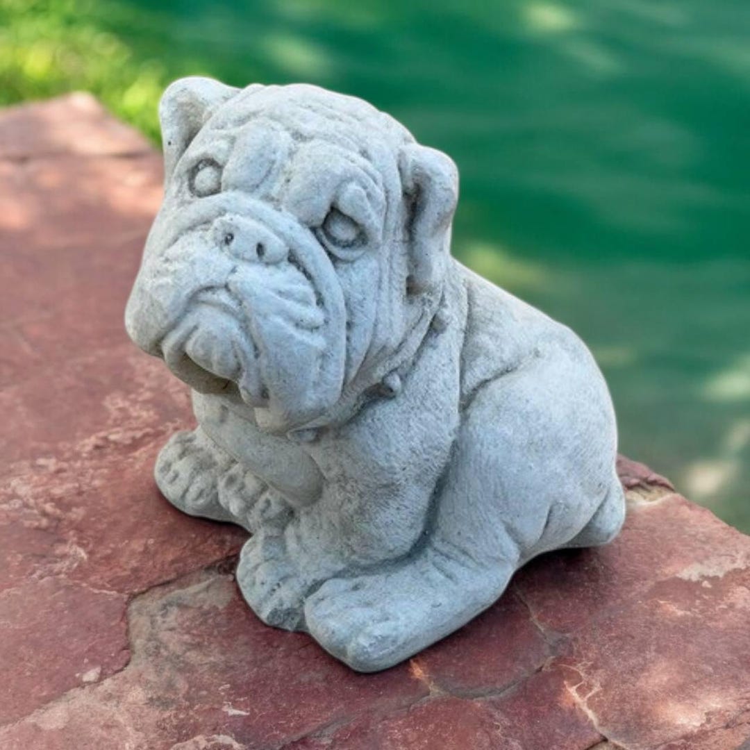 Concrete Bulldog Puppy Statue Cement Dog Sculpture Stone Dog Grave ...