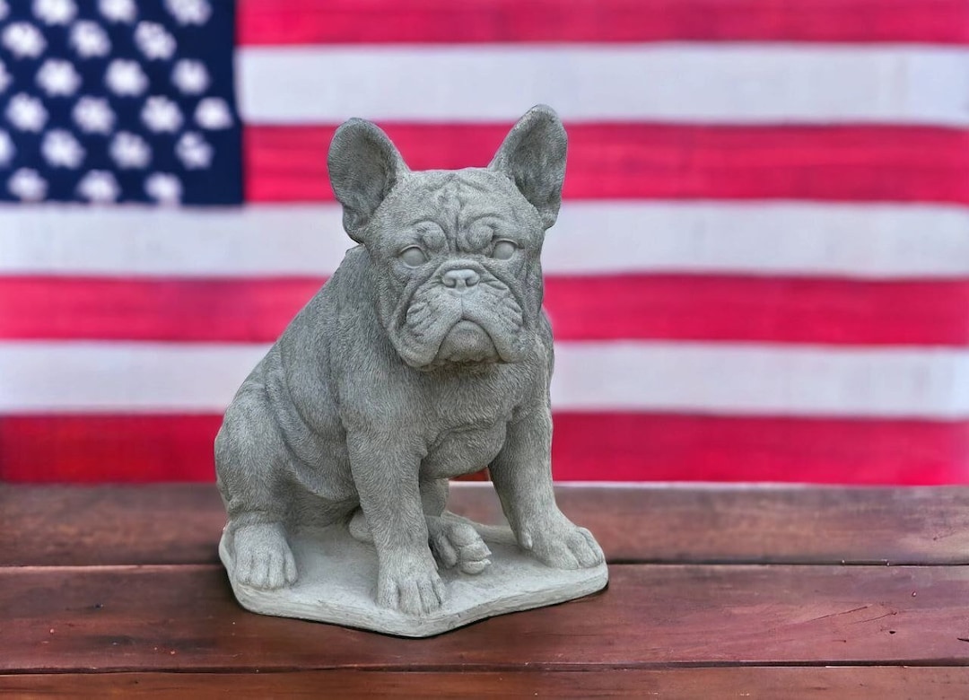 Sitting Bulldog Statue Concrete Bulldog on Base Figure Massive Pet ...
