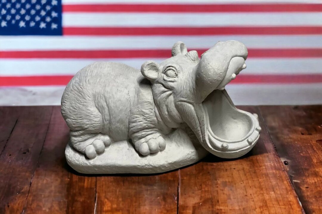 Concrete Hippo With Mouth Open Statue African Hippo Figure Wild Animal ...
