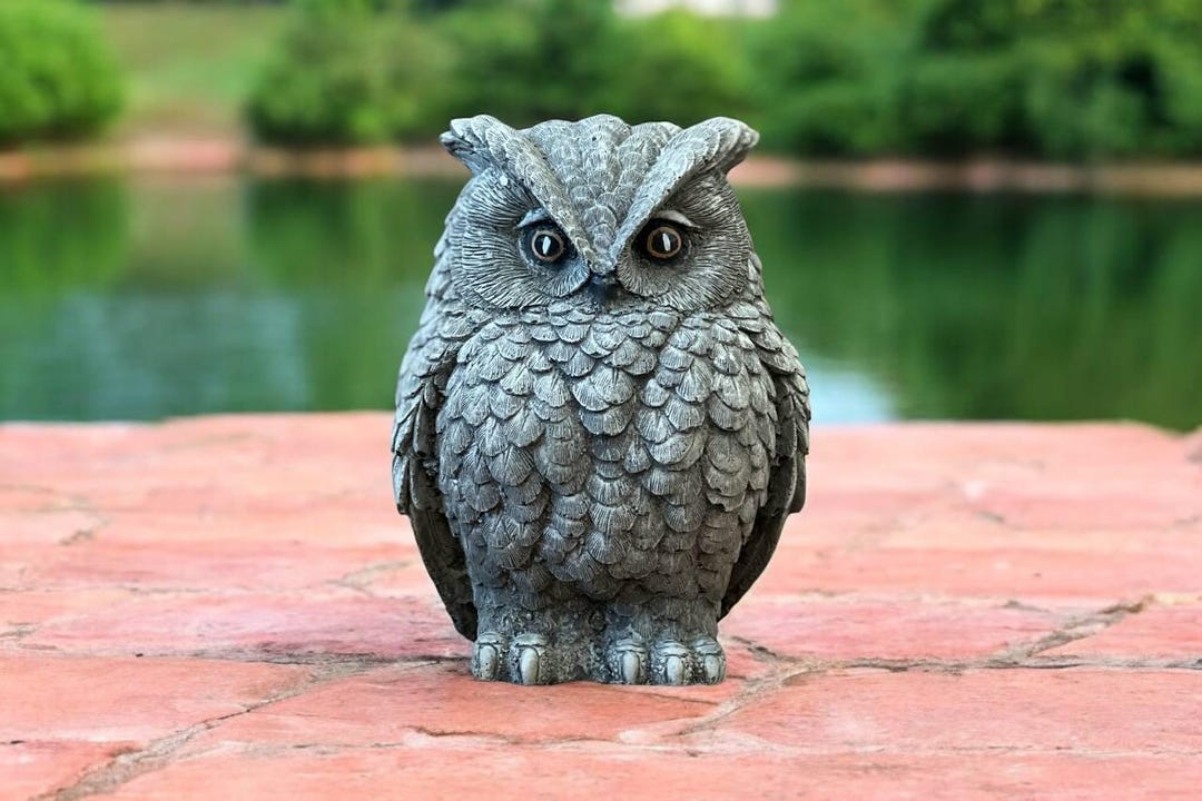 Great Horned Owl Statue Concrete Bird Figurine Night Owl Statue ...