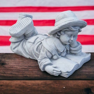 Laying Boy Reading Book Sculpture Resting Kid With Book Figure Massive ...