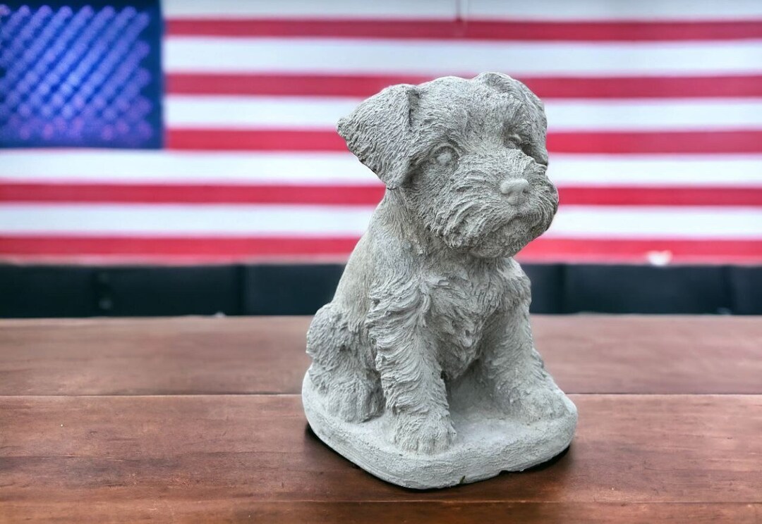 Puppy Schnauzer Outdoor Statue Detailed Sitting Schnauzer Dog Sculpture ...