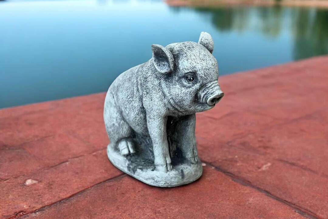 Potbelly on Base Statue Concrete Pig Figure Farm Piglet Sculpture ...