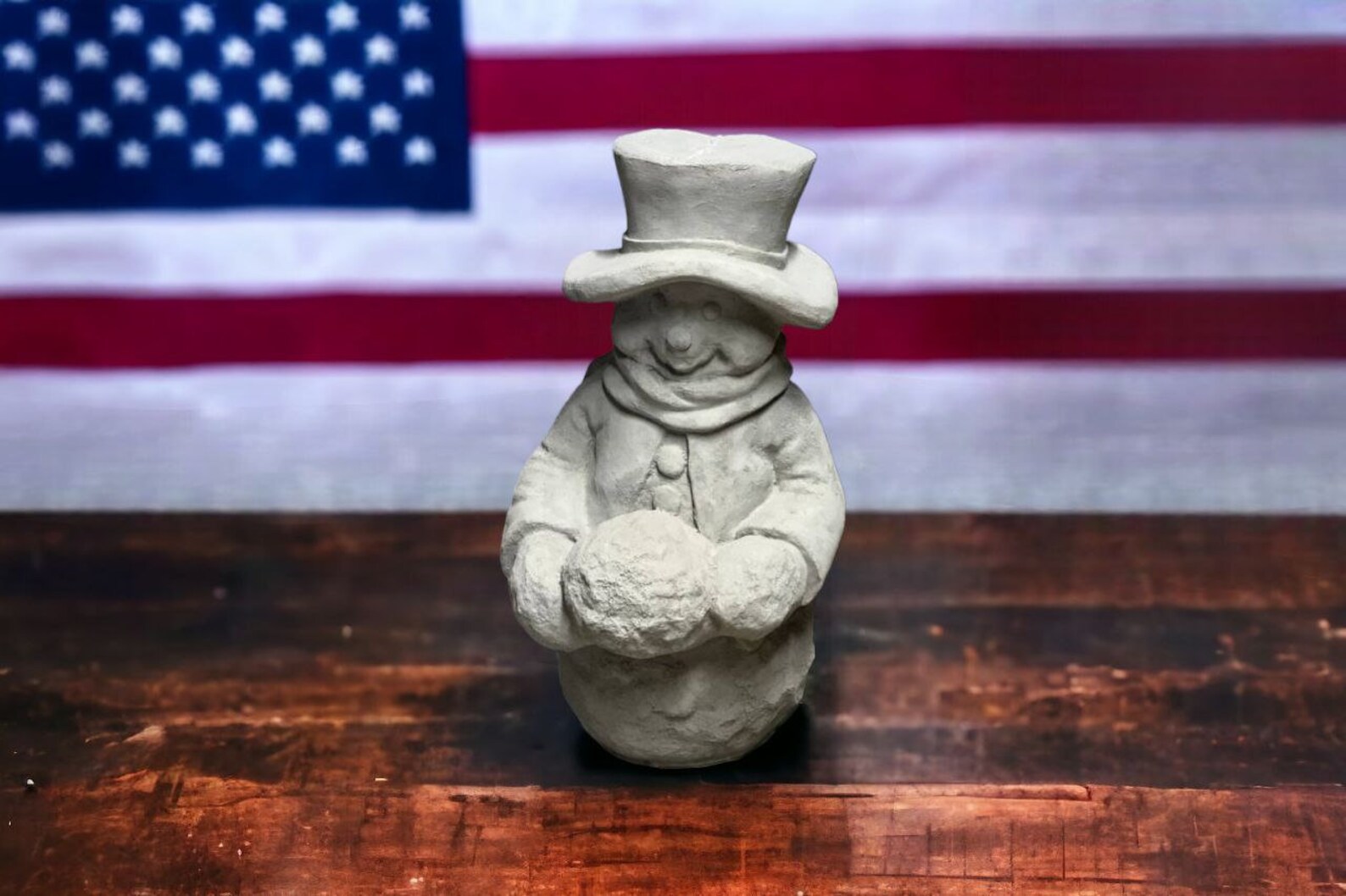 Standing Snowman Holding Ball Sculpture Concrete Snowman for Backyard ...