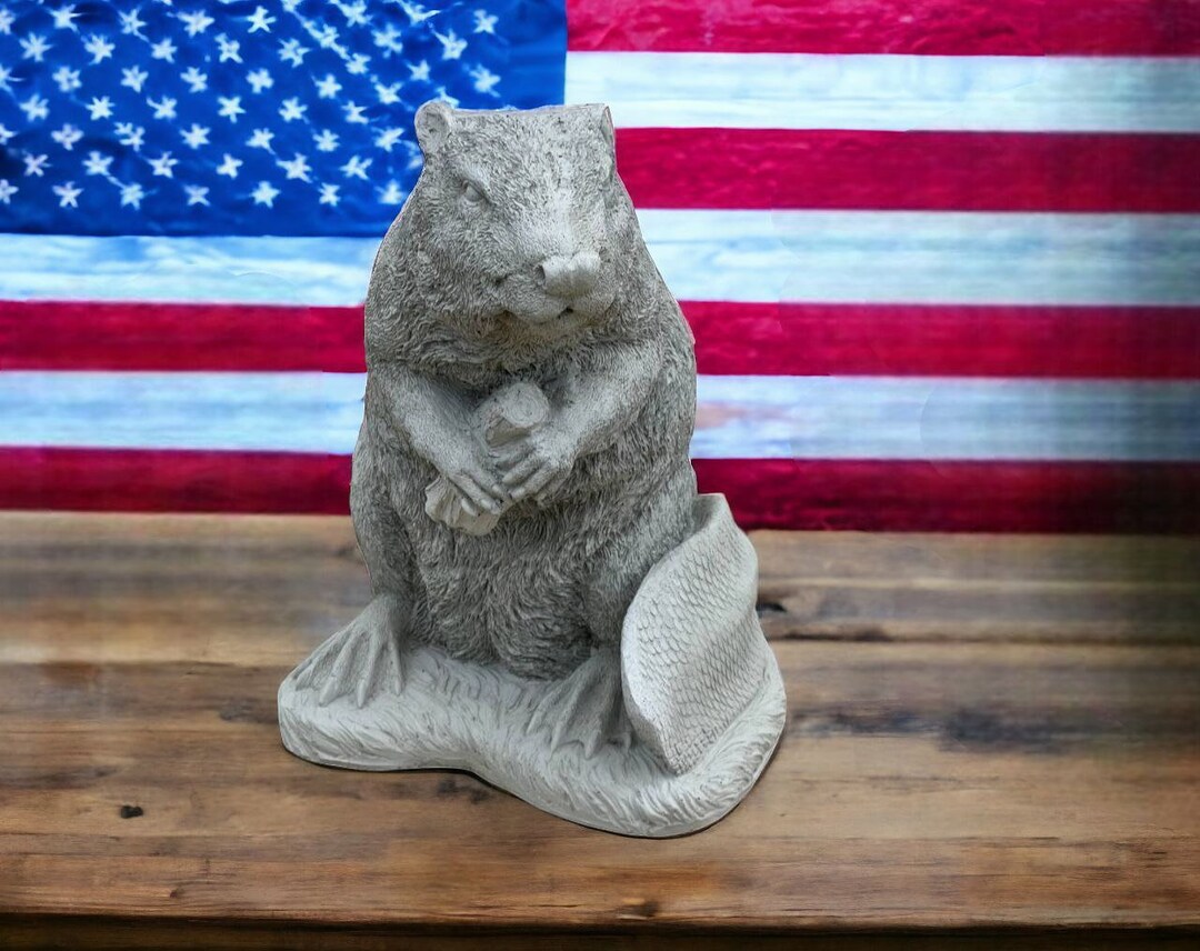 Sitting Beaver Figure Detailed Beaver Figurine Stone Garden Sculpture ...