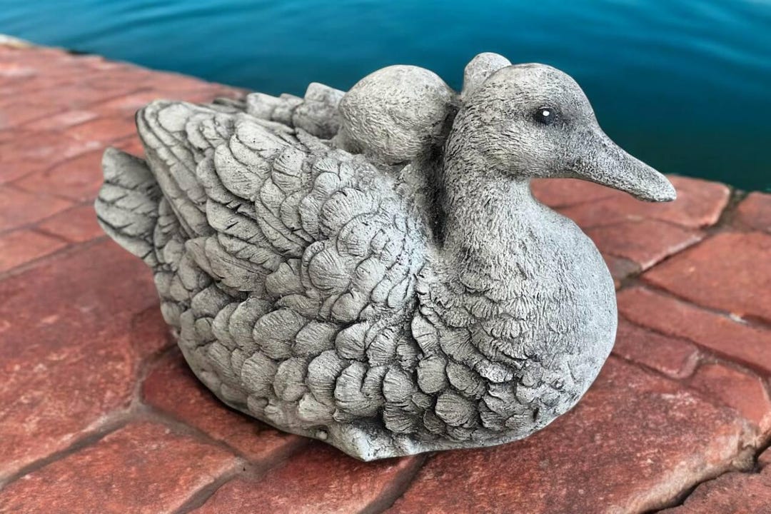 Concrete Two Ducks Figure Farm Style Two Ducks Sculpture Duck With ...