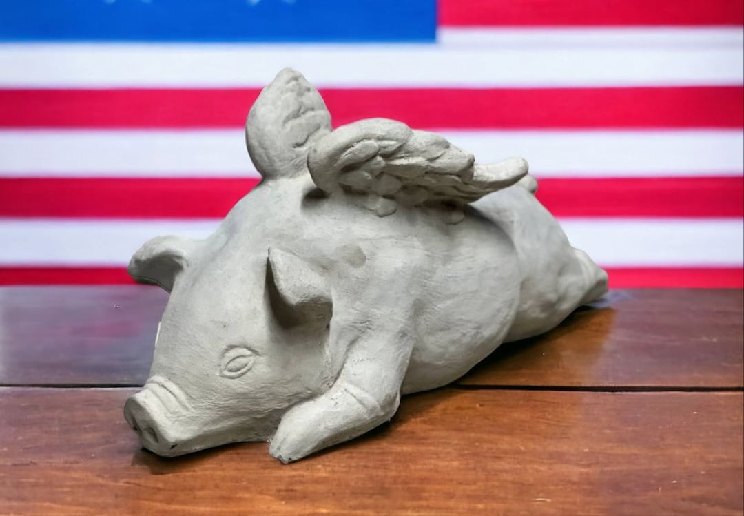 When Pigs Fly Statue Laying Pig With Wings Figurine Outdoor or Indoor ...