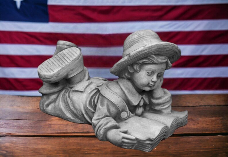 Laying Boy Reading Book Sculpture Resting Kid With Book Figure Massive ...